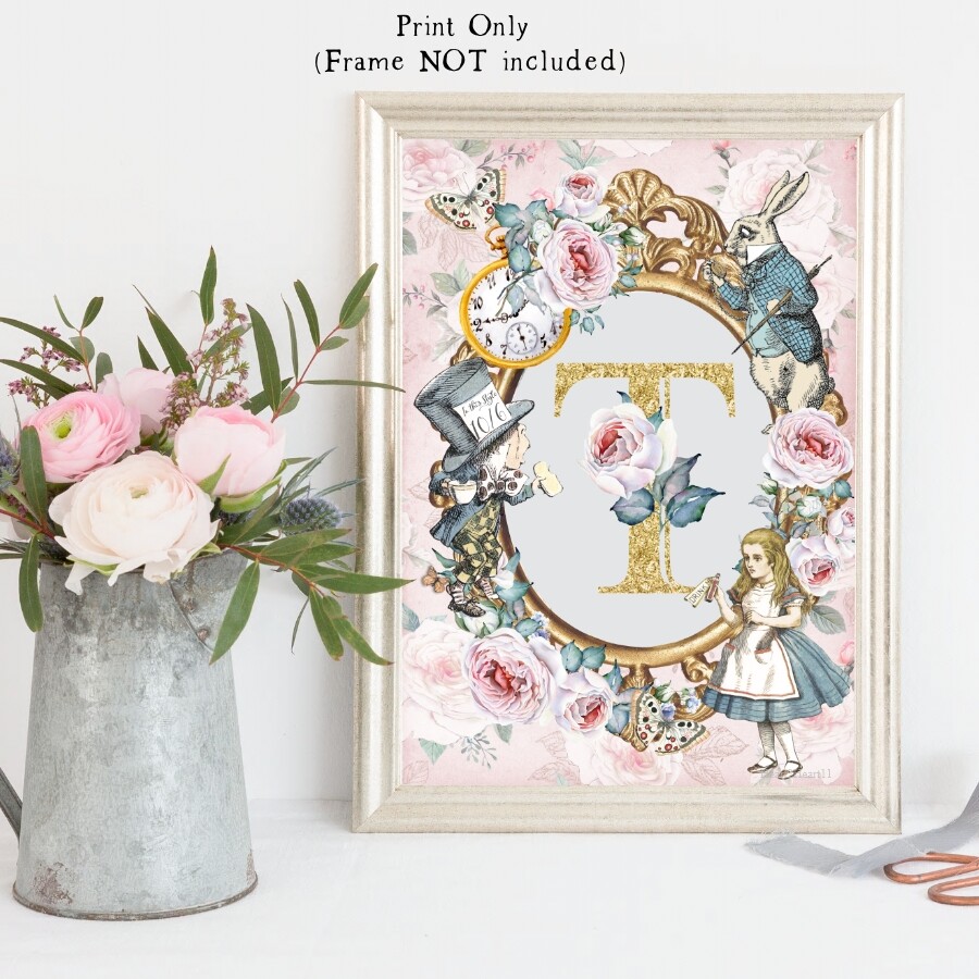 Alice in Wonderland Initial Print, Letter Print, Nursery Wall Art, A4 ...