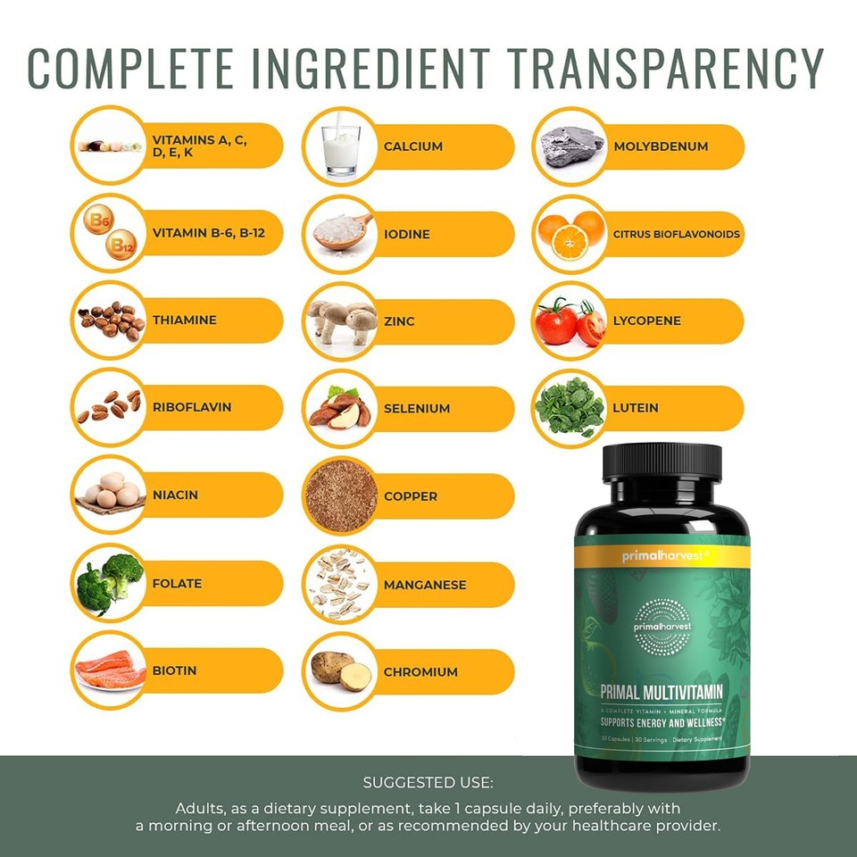 Primal Harvest Primal Multivitamin - for Brain, Heart, Bone, Skin and ...