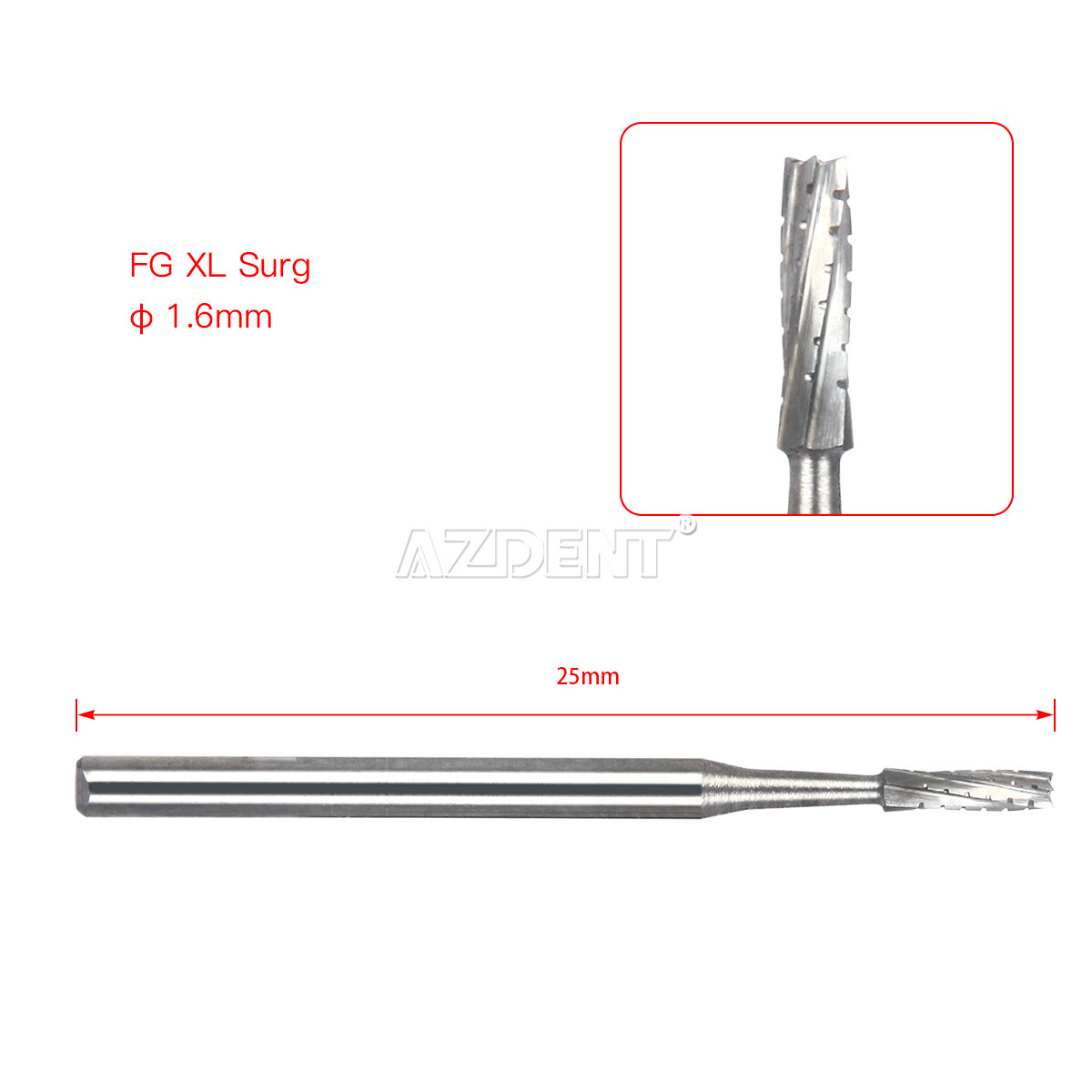 AZDENT Dental Surgical Handpiece Bur Tungsten Carbide FG Round/Straight ...