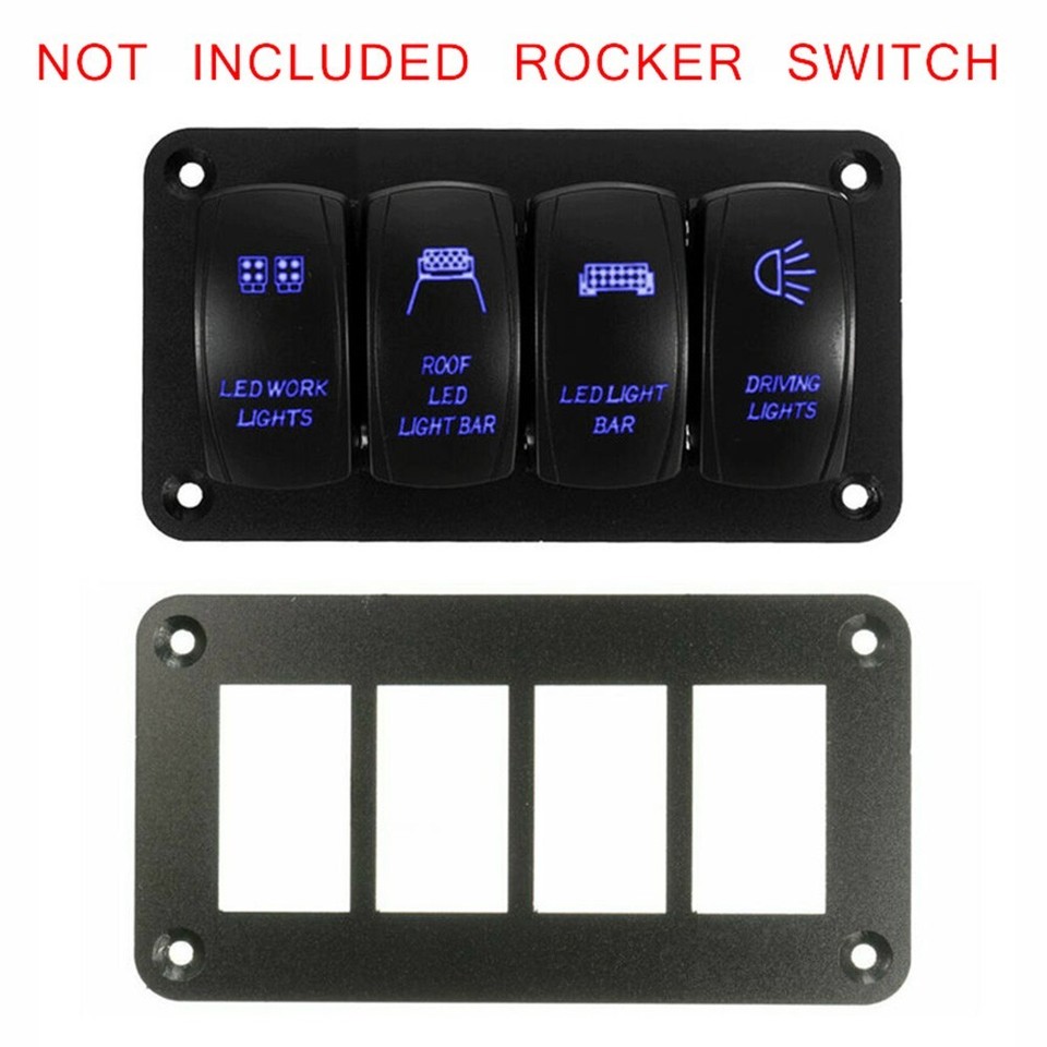 4-Gang Boat Marine Switch Panel Metal Holder Dash Board LED Rocker ...