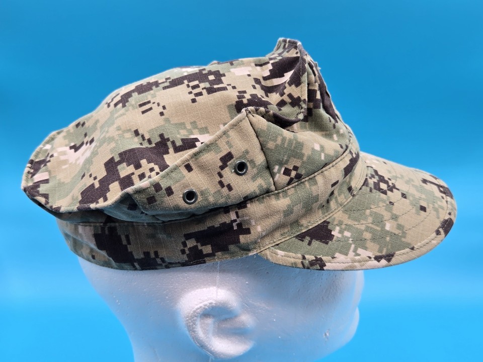 Size 7 1/4 US Navy NWU Type III AOR2 Woodland Hat Utility 8 Point Cap ...