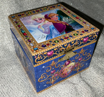 FROZEN Elsa Anna Wind Up Musical Jewelry Box Plays "Let It Go" 2013 ...