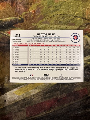 Hector Neris, Chicago Cubs, 2024 Topps Update Yellow Foil #US18 | eBay