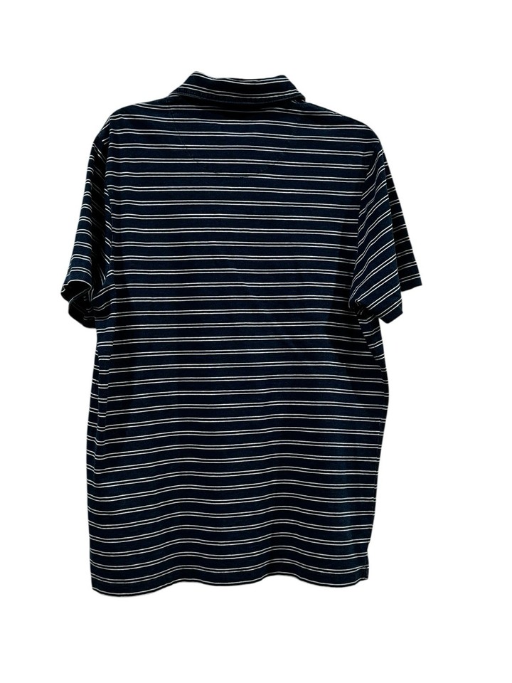 Men’s 7 Diamonds Navy Blue & White Stripe Short Sleeve Polo Shirt ...