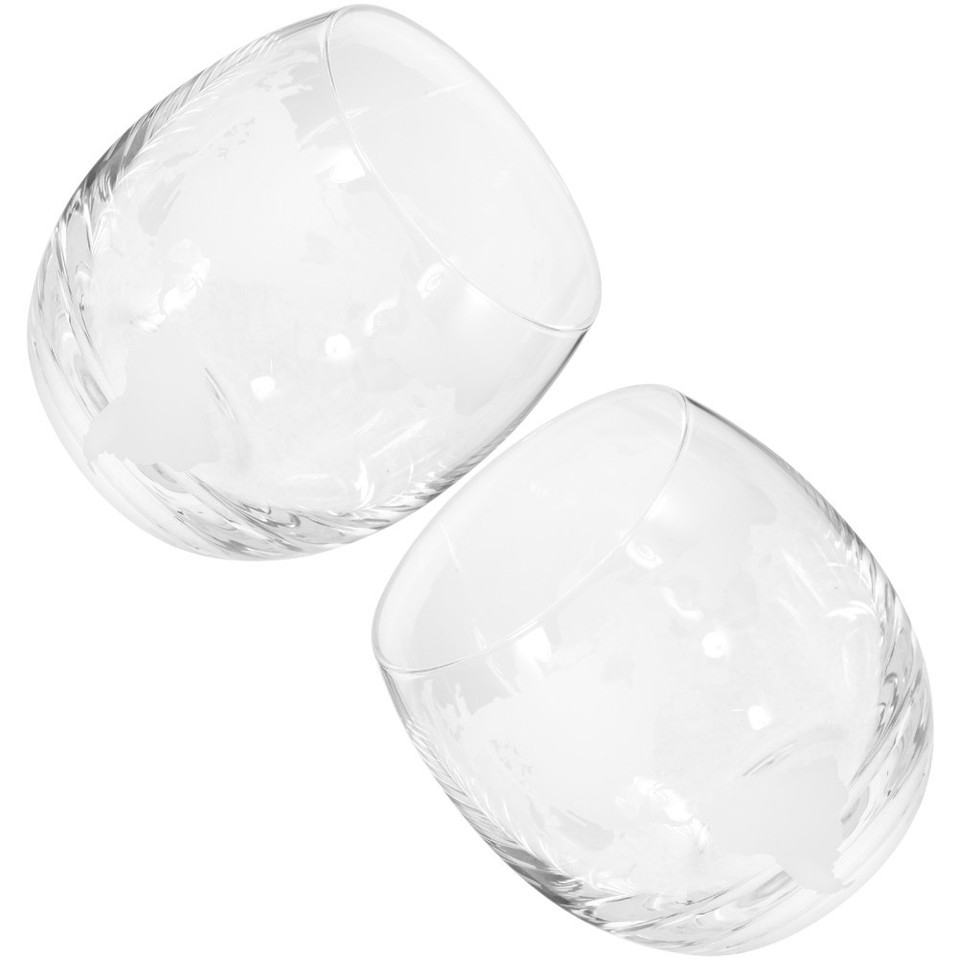 2 Pcs Glass Cups Transparent Map Printed Beverage Drinking Coffee ...