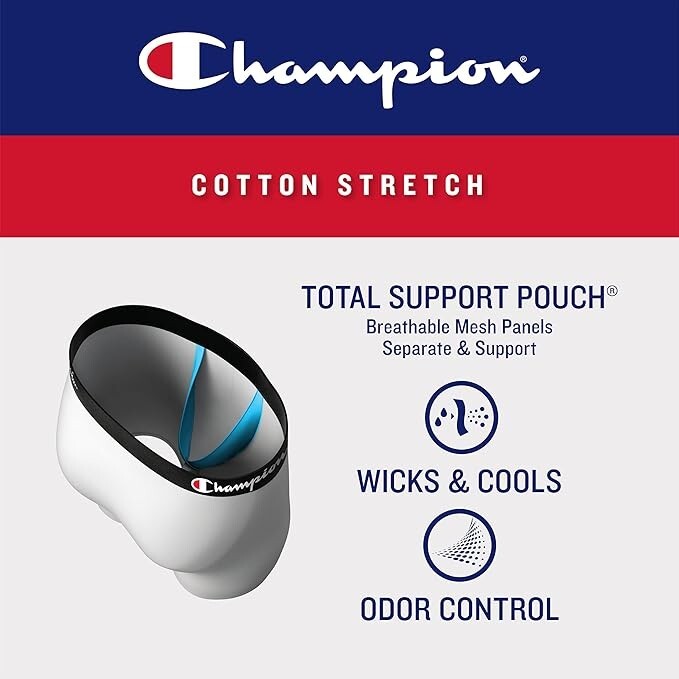 Champion Men's Boxer Briefs Total Support Pouch Cotton Stretch 4-Pack ...