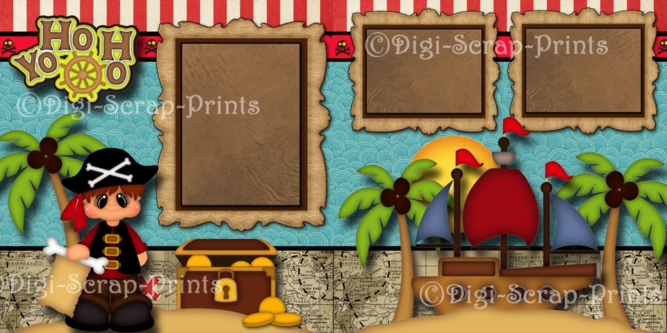 PIRATES YO HO HO ~ BOY 2 premade scrapbook pages paper piecing layout ...