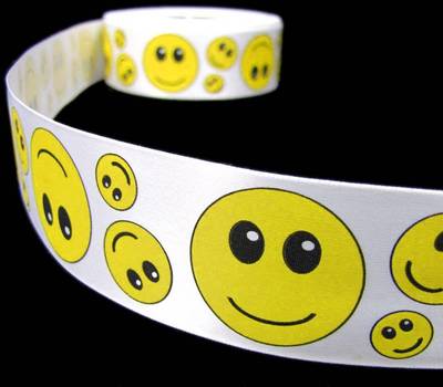 5 Yards Yellow Happy Face Smiley Face Satin Ribbon 1 1/2"W | eBay