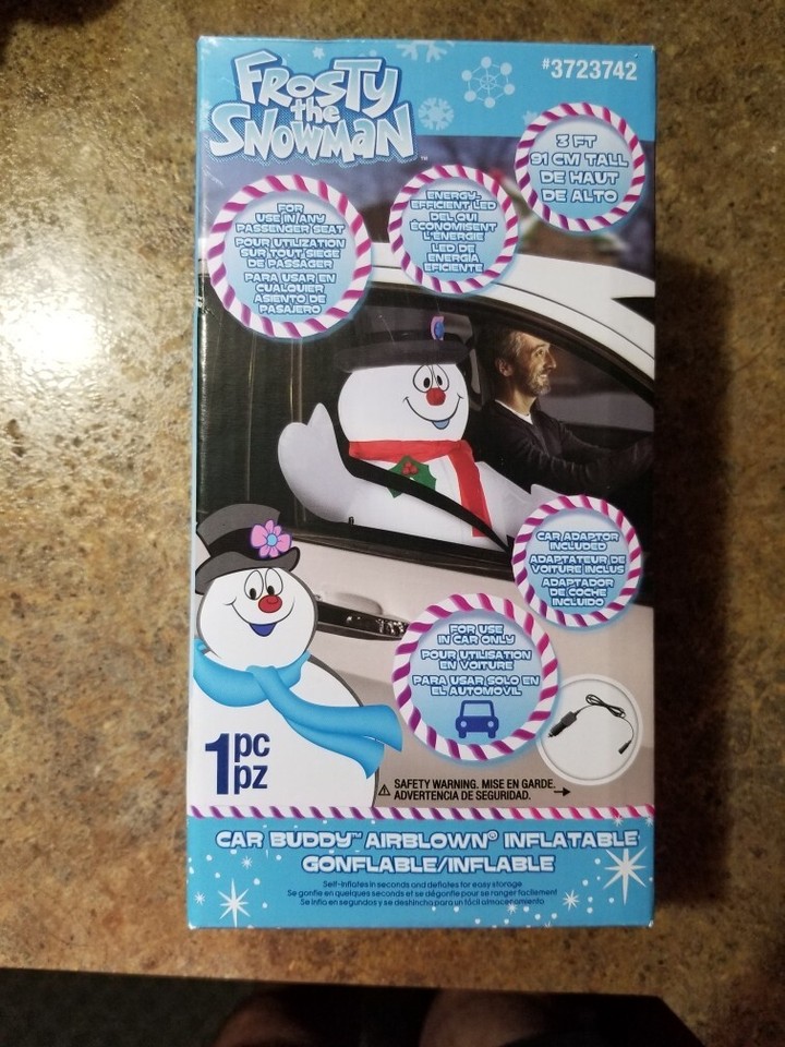 NEW Gemmy Frosty the Snowman Air-blown Car Buddy 3' Christmas Holiday ...