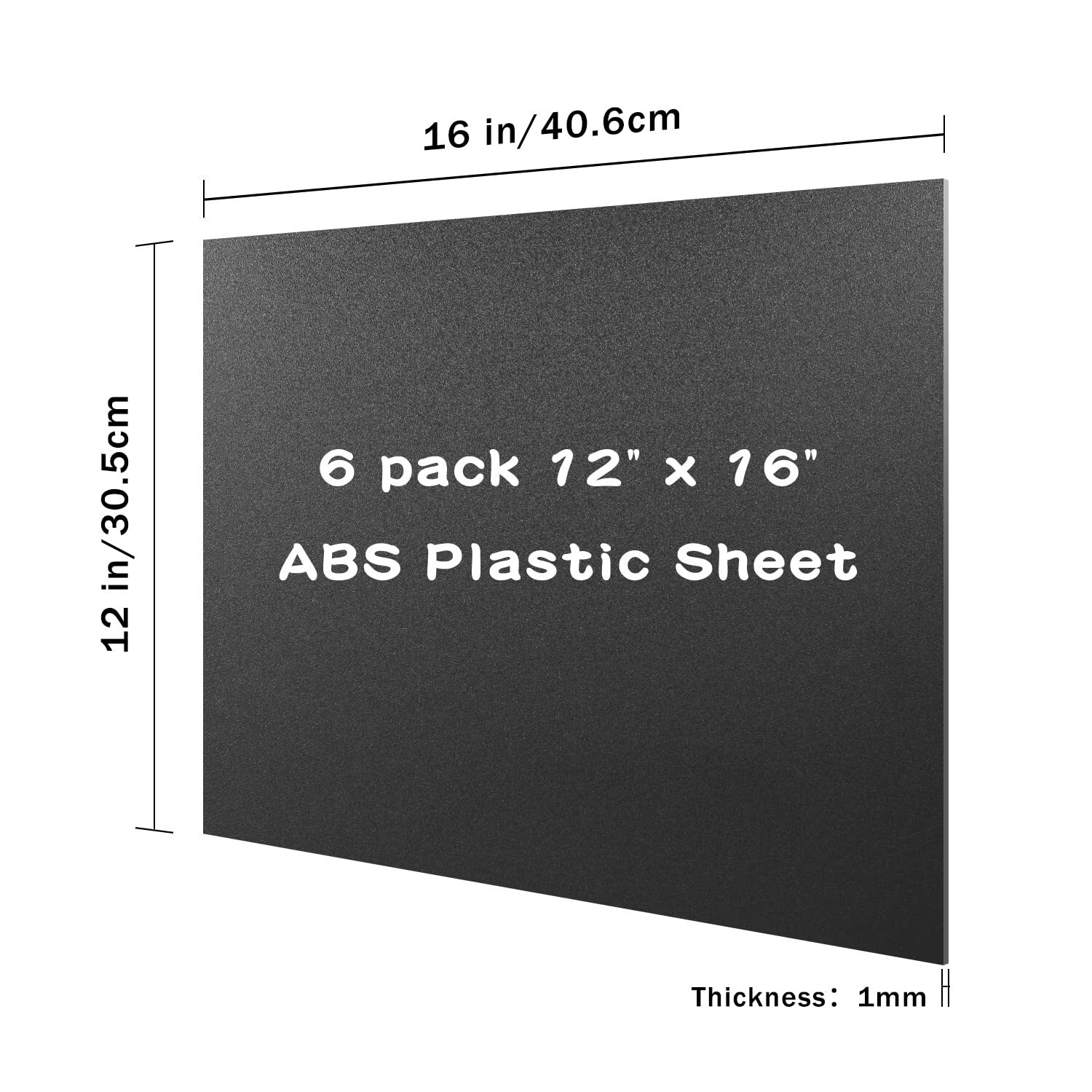Black ABS Plastic Sheet 12" x 16" x 1mm 6 Pack, Flexible Than ...
