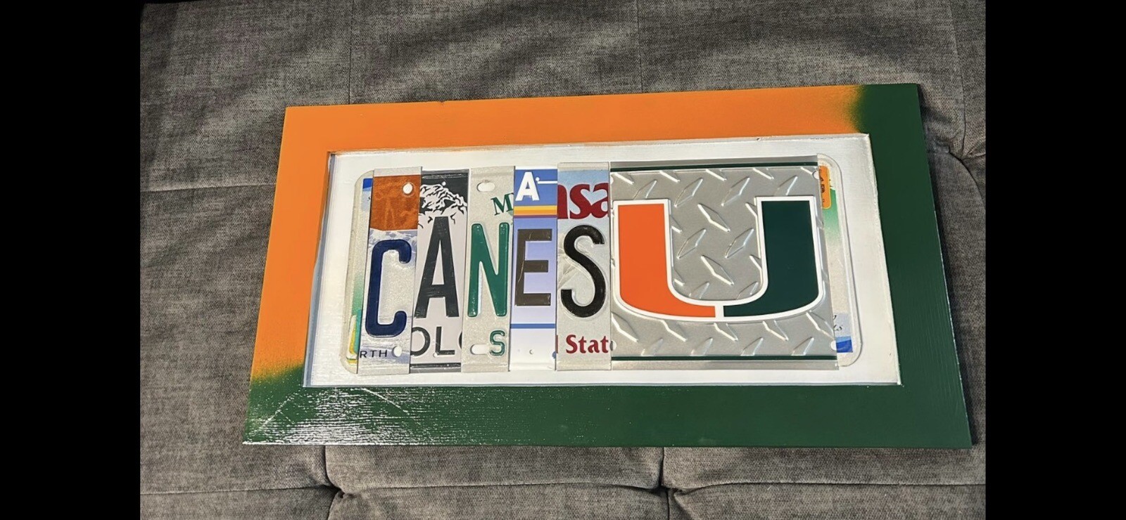 Miami Hurricanes Sign License Plate Art Canes Handmade Frame With Logo ...