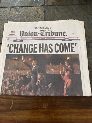 San Diego Union-Tribune November 5, 2008 Full Newspaper Obama Wins ...