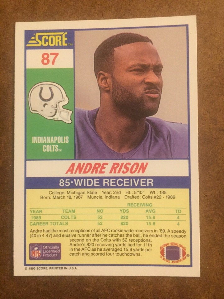 Andre Rison 87 Score 1990 NFL Football Trading Card | eBay