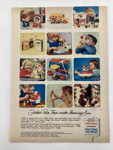 Vintage 1968 Fisher Price Toys Genuine Magazine Advertisement Print Ad ...