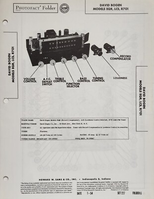 SAMS PHOTOFACT SERVICE MANUAL 227-6 DAVID BOGEN RADIO EQR LCS R701 | eBay