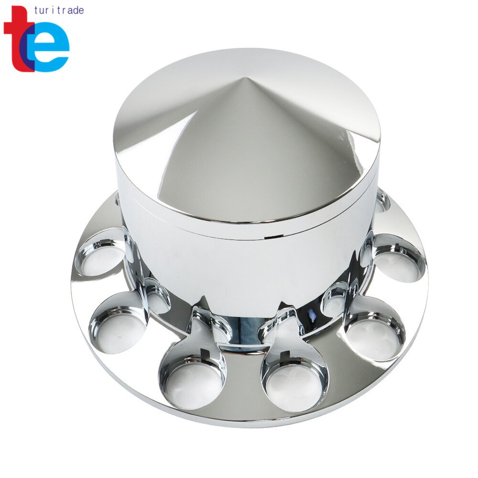 33 MM Axle Covers Spiked Front & Rear Semi Truck Wheel Chrome Hub Cover ...