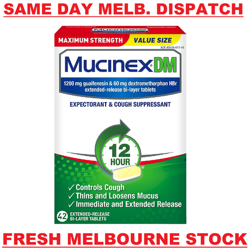 Mucinex DM Guaifenesin 1200mg MAX STRENGTH Expectorant Cough ...