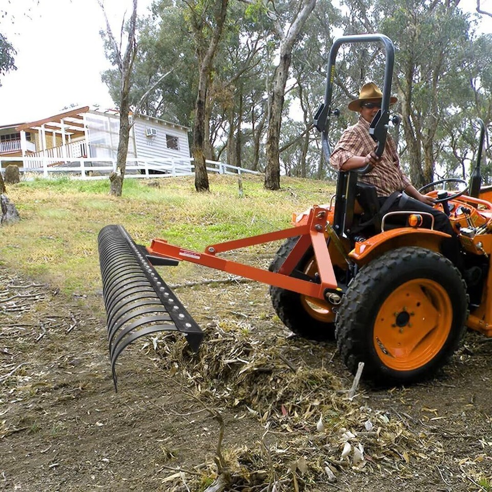 5FT Landscape Rake for Tractor 3 Point Rock Rake Fit Cat 1 Cat 2 Heavy ...