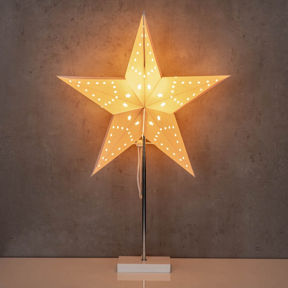 LED Stern Weiß H60cm mit Standfuß Weihnachten Leuchtstern ...