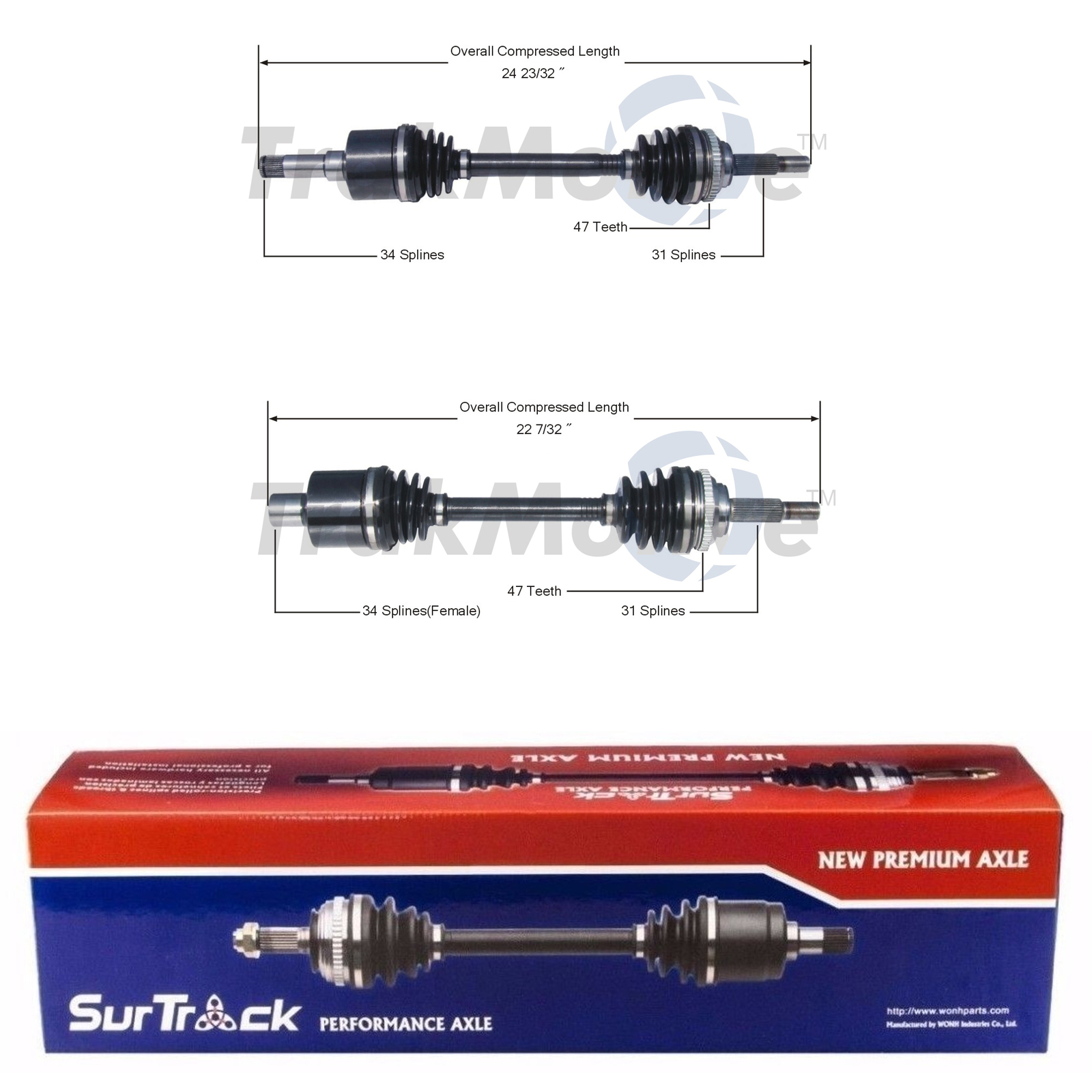 SurTrack Pair Set of 2 Front CV Axle Shafts For Saturn SC1 SC2 SL1 SL2 ...