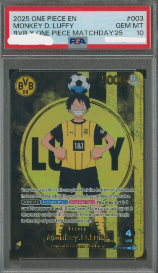 Bvb x One Piece PSA 10 Monkey D Luffy Promo Card ST13-003 Matchday 25 ...
