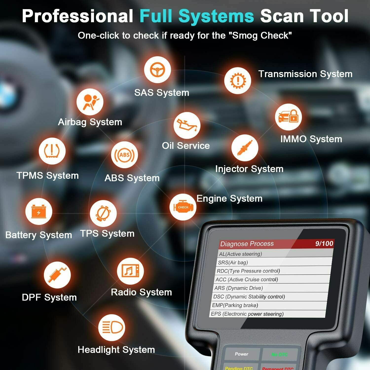 For FORD Car OBD2 Scanner Full System ABS SRS EPB DPF Brake Engine Code ...