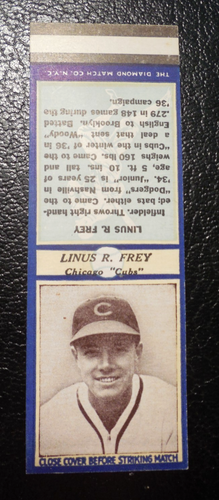1937 Diamond Chicago Cubs Sample match cover NO folds NICE! Linus Frey Blue | eBay