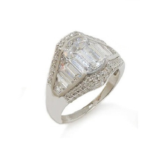 HSN Sterling Silver Multi Cut Cubic Zirconia Wedding Band Ring Size 5 ...