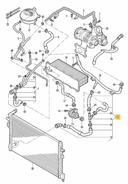 5Q0122051BD Volkswagen Genuine OEM 2019 Jetta Lower Water Hose Quick ...