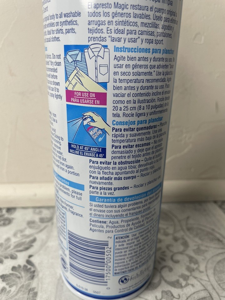 Magic Sizing Fabric Finish Light Body Ironing Spray Fresh Clean Scent ...