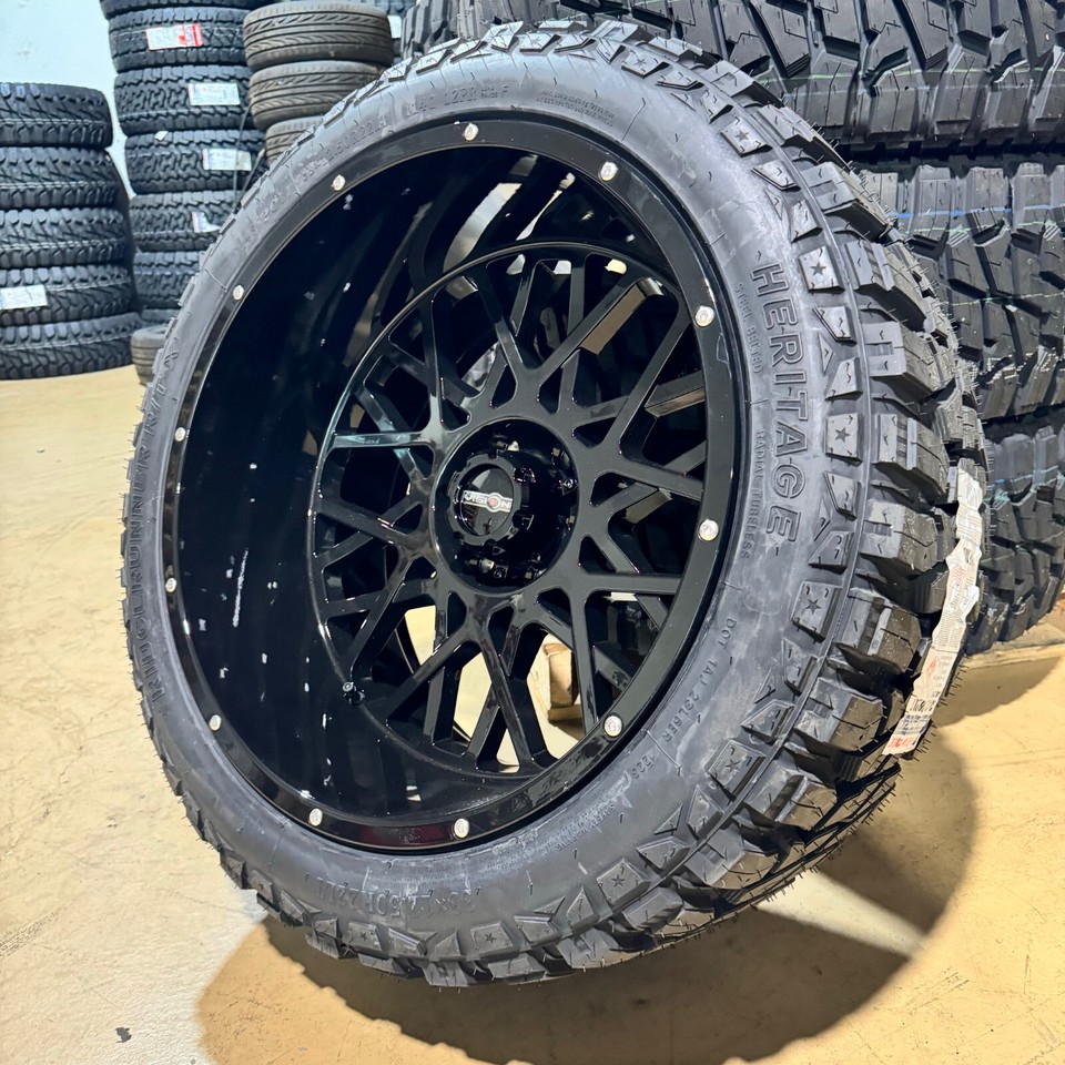 22x12 Vision Rocker Black Wheels 33" RT MT Tires 8x170 Ford Super Duty ...