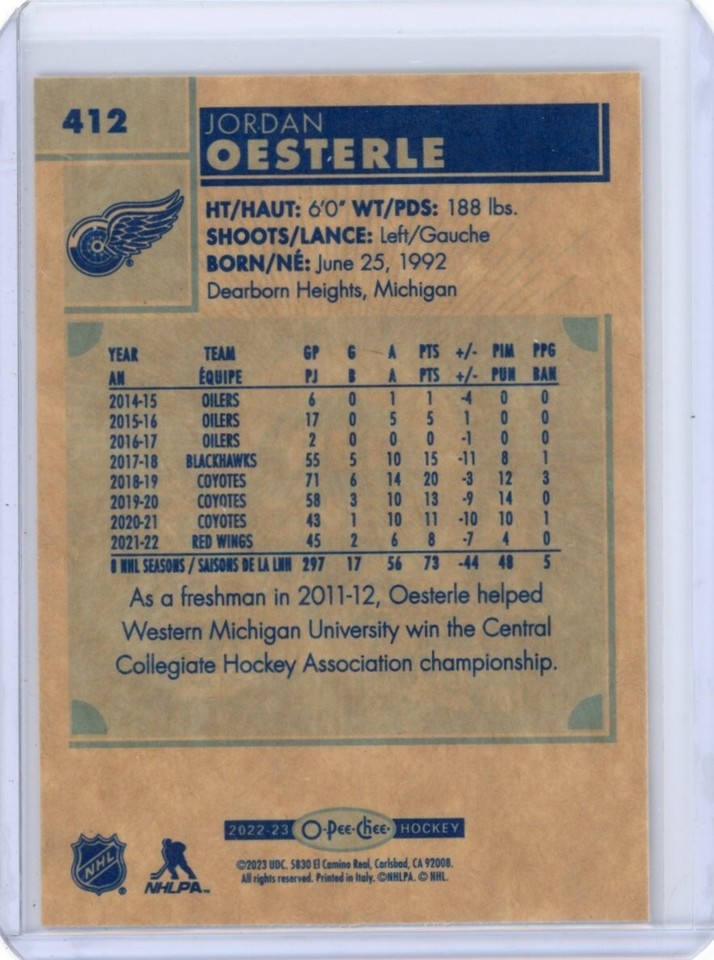 2022-23 O-Pee-Chee Jordan Oesterle Retro - Detroit Red Wings | eBay