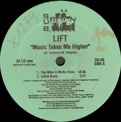LIFT - Music Takes Me Higher - sub-Urban - 1995 - USA - SU-20 | eBay
