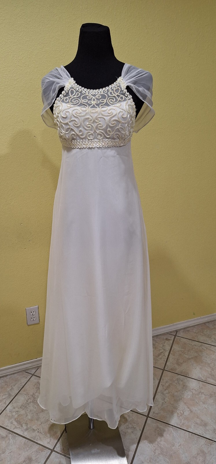 Alfred Angelo 90s Sheer Evening Gown, Size XS/S - Gem