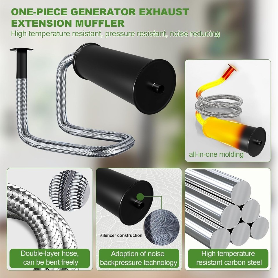 Generator Exhaust Extension Silencer Kit, Generator Muffler Generator ...