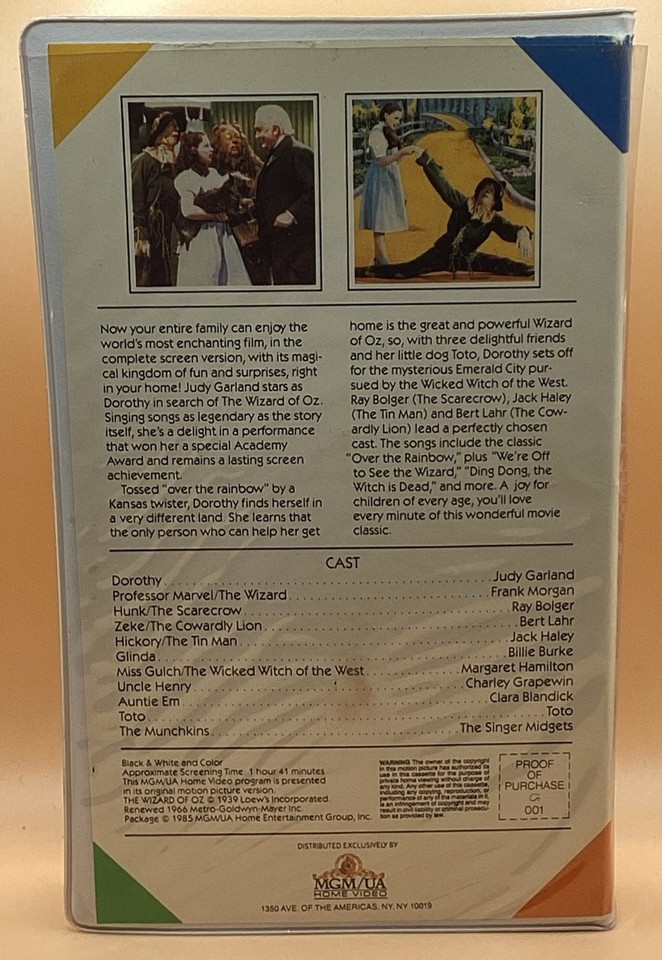 The Wizard of Oz VHS 1985 Early Clamshell Release **Buy 2 Get 1 Free ...