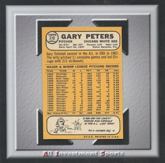 1968 Topps GARY PETERS #210 MINT **Chicago White Sox** TD89 | eBay