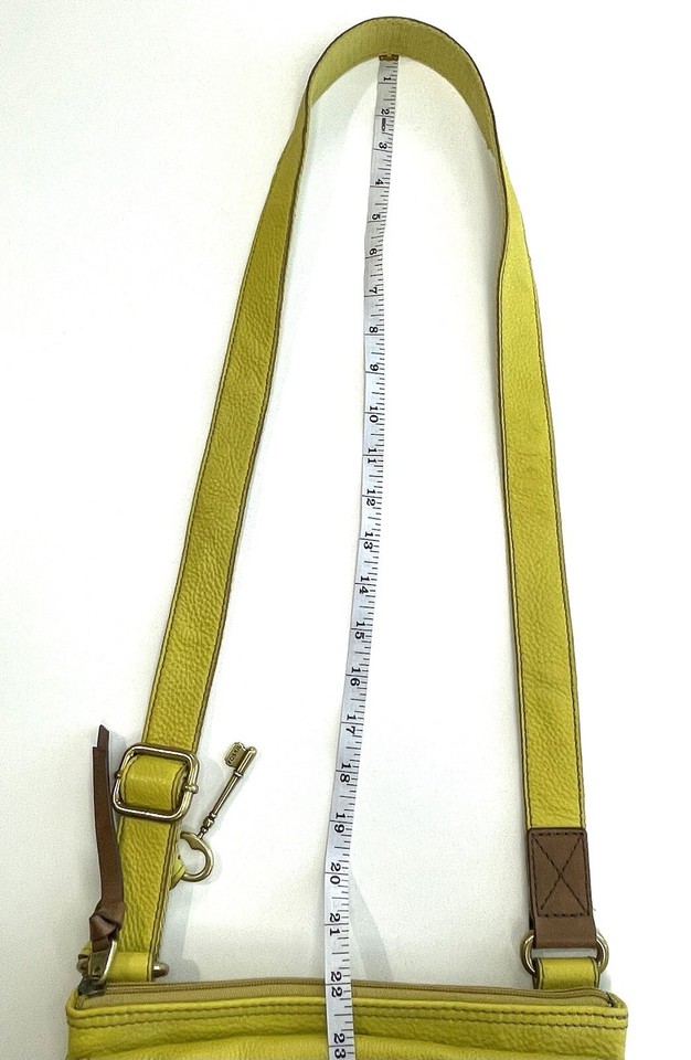 FOSSIL Long Live Vintage Yellow Leather Crossbody Purse Adjustable ...