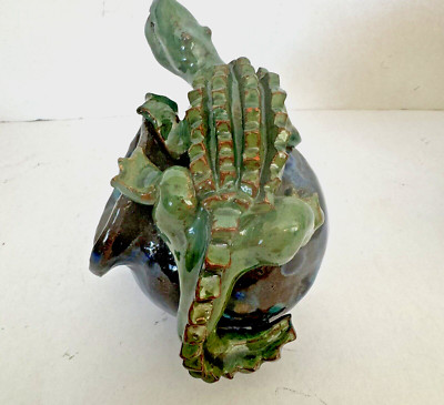 Clay Lizard Crawling on Succulent Pot 5" Tall Z173 | eBay