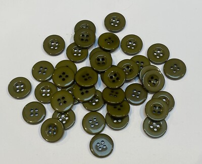 10 Olive Green Buttons 16mm Round Flat Side 4 Hole A22-6 Aussie Seller ...