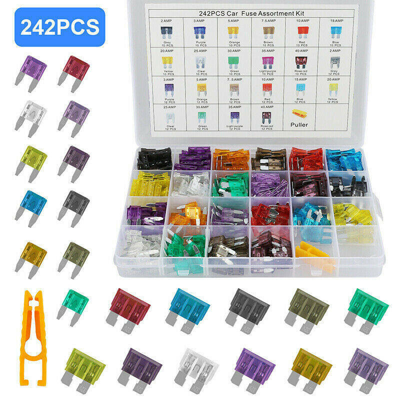 242pcs Mini Standard Blade Fuse Assortment Auto Car Truck Fuses Set w ...