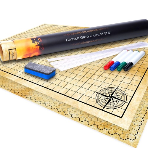 36x48 D&D Game Mat – Double-Sided Grids & Hexes with Dry Erase Tools ...