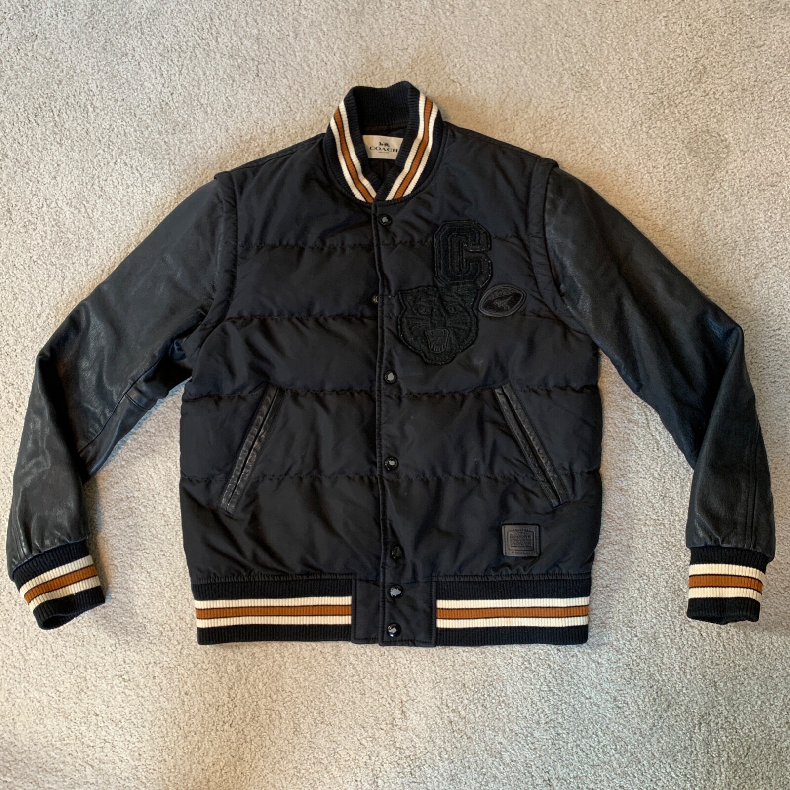 Coach Men's Small Down Puffer Varsity Jacket Coat w/ … - Gem