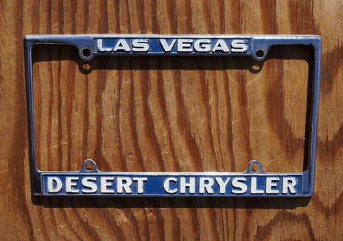 Vintage LAS VEGAS Nevada License Plate DEALER FRAME - DESERT CHRYSLER ...