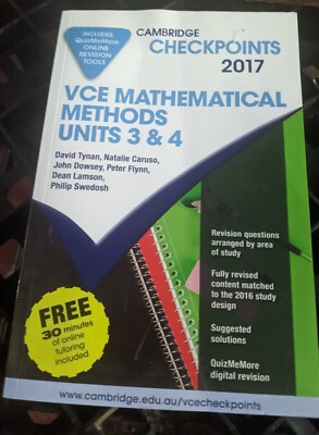 Cambridge Checkpoints VCE Mathematical Methods Units 3 and 4 2017 USED ...