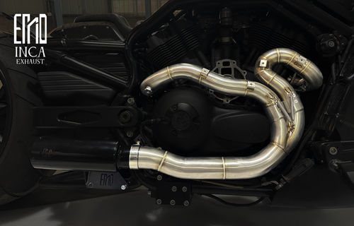 Harley v-rod uses titanium alloy dual section single motorcycle exhaust ...