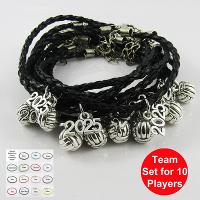 10 Player Set 3D Netball 2025 Charm Bracelet Braided Cord Team Gifts ...