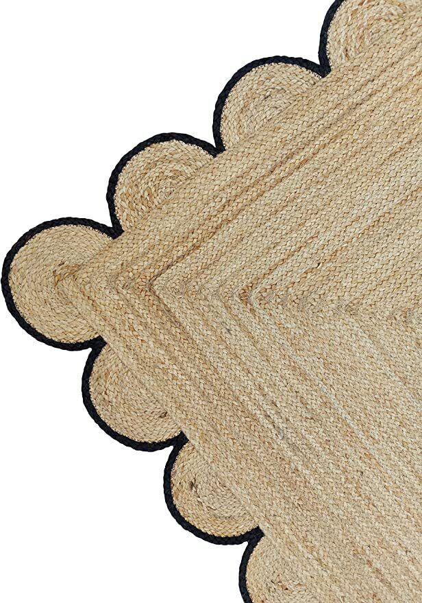 Rug Scallop Hallway Carpet 100% Natural Jute Hand Braided Farmhouse ...
