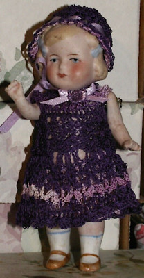 Antique Doll Dress, Bonnet & Pants Set for 4"- 5" Miniature Picolette ...