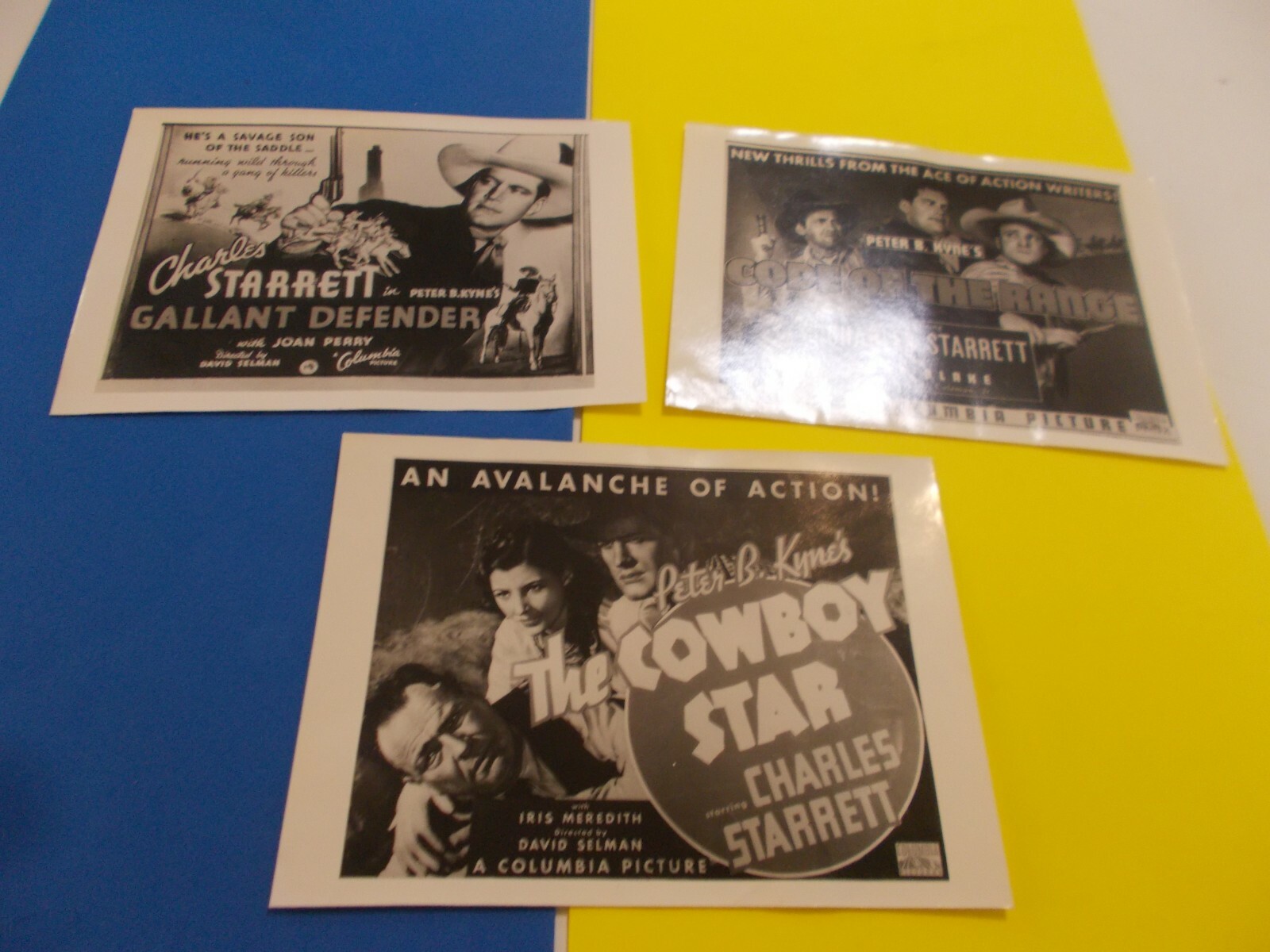 Charles Starrett Lobby Card Reproductions Black and White 5"x7" Lot of ...